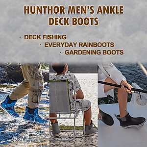 Hunthor Men’s Fishing Boots, Waterproof Deck Boots Anti-Slip Rubber 3mm Breathable Neoprene Rain boots. Ideal for Fishing and Outdoor Activities