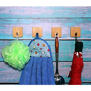 simpletome Adhesive Hooks Heavy Duty Strong Tape + Bamboo + 100% Copper Hanger