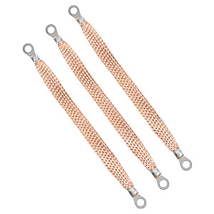 AOCISKA 3PCS Automotive Ground Strap,Heavy Duty Engine Braided Copper Ground Strap,Professional Vehicle Grounding Cable Straps with Rings Terminal Plugs,Universal Ground Straps for Most Cars