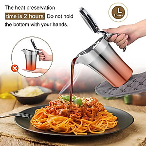 Yelocota Gravy Boat – 26oz Stainless Steel Gravy Boat with Hinged Lid – Double Wall Insulated Gravy Boat for Milk and Cream – Multipurpose Milk Jug Dispenser for Sauce, Syrup, Creamer