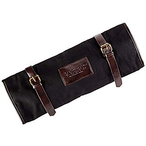 Barfly Mixology Roll Black with brown leather accents