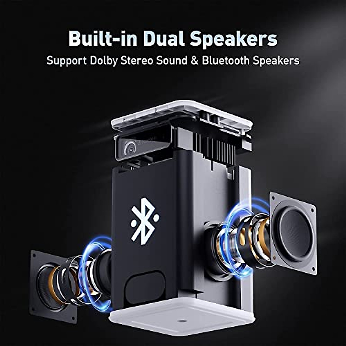 Missyee 150 ANSI Smart Portable DLP Movie Projector, Pocket Outdoor Projector for Phone 1080P HD Support Wireless Video Travel Short and Throw -Built-in 5200mAh Battery -iOS/Android/HDMI/USB