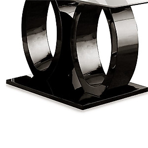 BOWERY HILL Contemporary Tempered Glass Top Double Pedestal Dining Table in Black