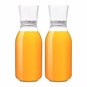 TOSSWARE POP 32oz Carafe Set of 2, Premium Quality, Recyclable, Unbreakable & Crystal Clear Plastic Drink Pitcher