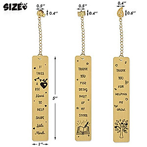 Mosailles Teacher Appreciation Bookmark Teachers Gifts Set of 3 Color Gold Thank You Gifts from Students Graduation Gift Back to School Gift Special Teacher Gift Metal End of The Year
