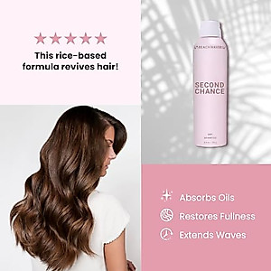 Beachwaver Second Chance Dry Shampoo - Oil-Absorbing Rice Formula for Fuller Roots and Longer Lasting Waves - Aerosol Dry Shampoo Spray - Vegan (5.4 Fl Oz)
