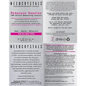 NeedCrystals Microdermabrasion Crystals DIY Face Scrub. Natural Facial Exfoliator for Dull or Dry Skin Improves Scars, Blackheads, Pore Size, Wrinkles, Blemishes & Skin Texture 8 oz. / 227g.