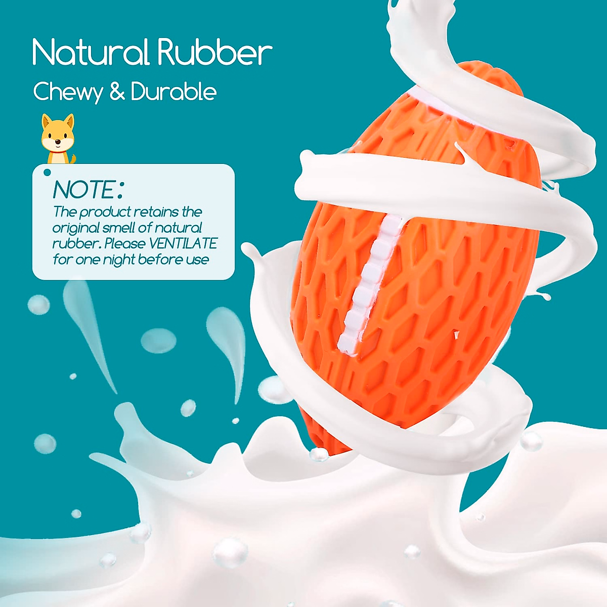 Nobleza Dog Football, Interactive Lightweight Tough Squeaky Dog Toys That Float and Bounce for Teething and Teeth Cleaning, Natural Rubber Durable Football Dog Toy for Small and Medium Breeds, Orange