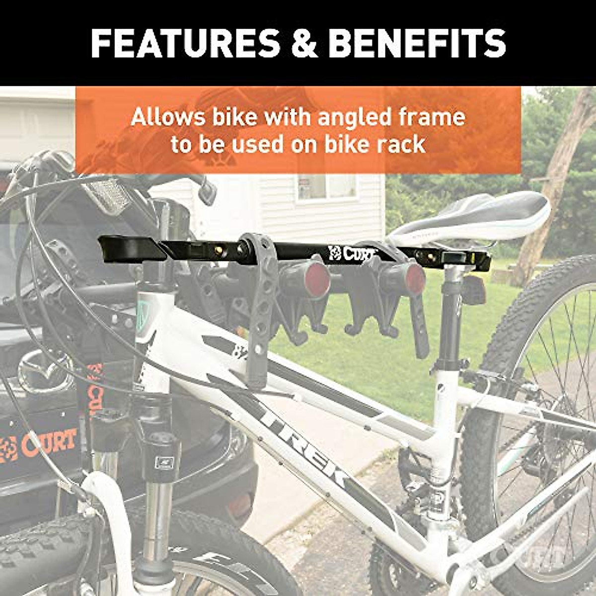 CURT 18016 Adjustable 22-1/2 to 31-Inch Bike Rack Adapter for Women's Bike, Angled Frame