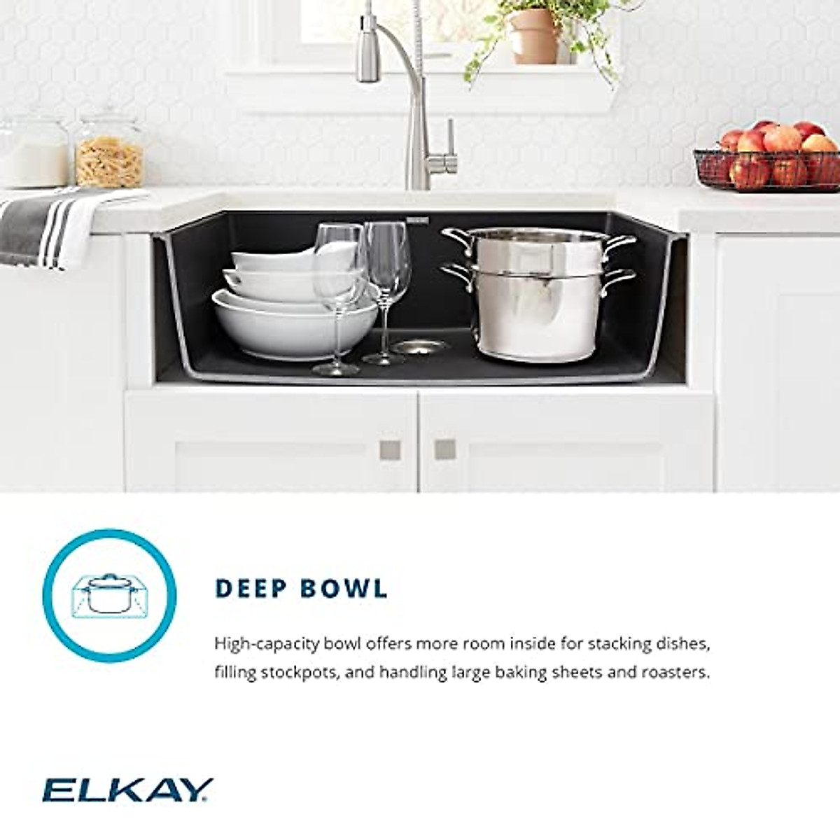 Elkay Quartz Classic ELGRU13322WH0 White Single Bowl Undermount Sink