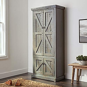 American Heartland Rustic Double Door Pantry, Rustic Dark Blue