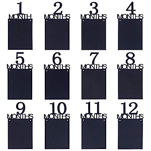 1st Birthday Baby Photo Banner ，Growth Record 1-12 Month Photo Prop ，Monthly Milestone Photograph Bunting Garland, First Birthday Celebration Decoration （Black）