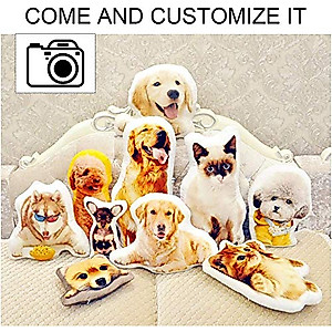 Customized Pillow, Personalized Pet Picture 3D Duplex Printing Body Dog Cat Shaped Pillow Gift for Lover, 16"