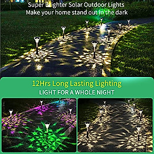 EOYIZW Solar Pathway Lights, 6 Pack Super Bright Color Changing/Warm White Solar Lights Outdoor Waterproof Solar Garden Lights, IP65 Waterproof Outdoor Lights Solar Landscape Lights for Yard, Lawn