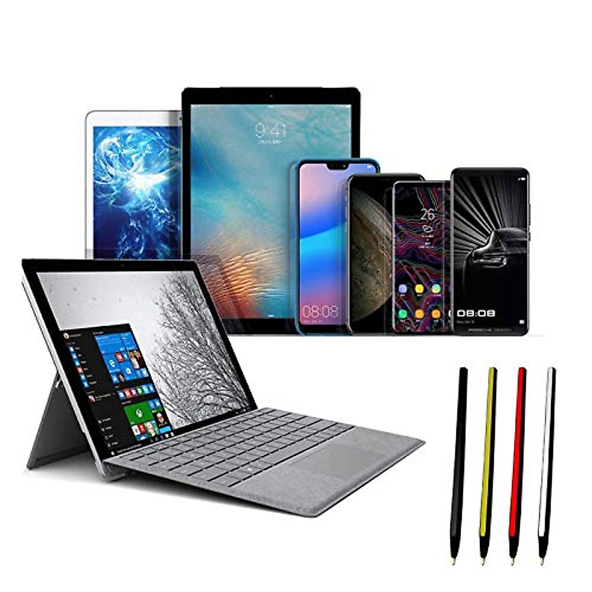 CactusAngui Touch Screens Stylus Pens, Soft Nib Capacitive Touch Screen Stylus Pencil Mobile Phone Tablet Accessory Compatible with Laptop Kindle ipad iPhone Samsung - Red