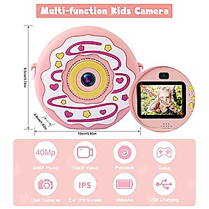 Kids Camera for Girls and Boys, Hacevida Kids Digital Camera with 1080P HD Dual Lens 8X Zoom 32GB TF Card, Toddler Camera Best Christmas Birthday Gifts for Toddler Kids 3 Years Old and Up