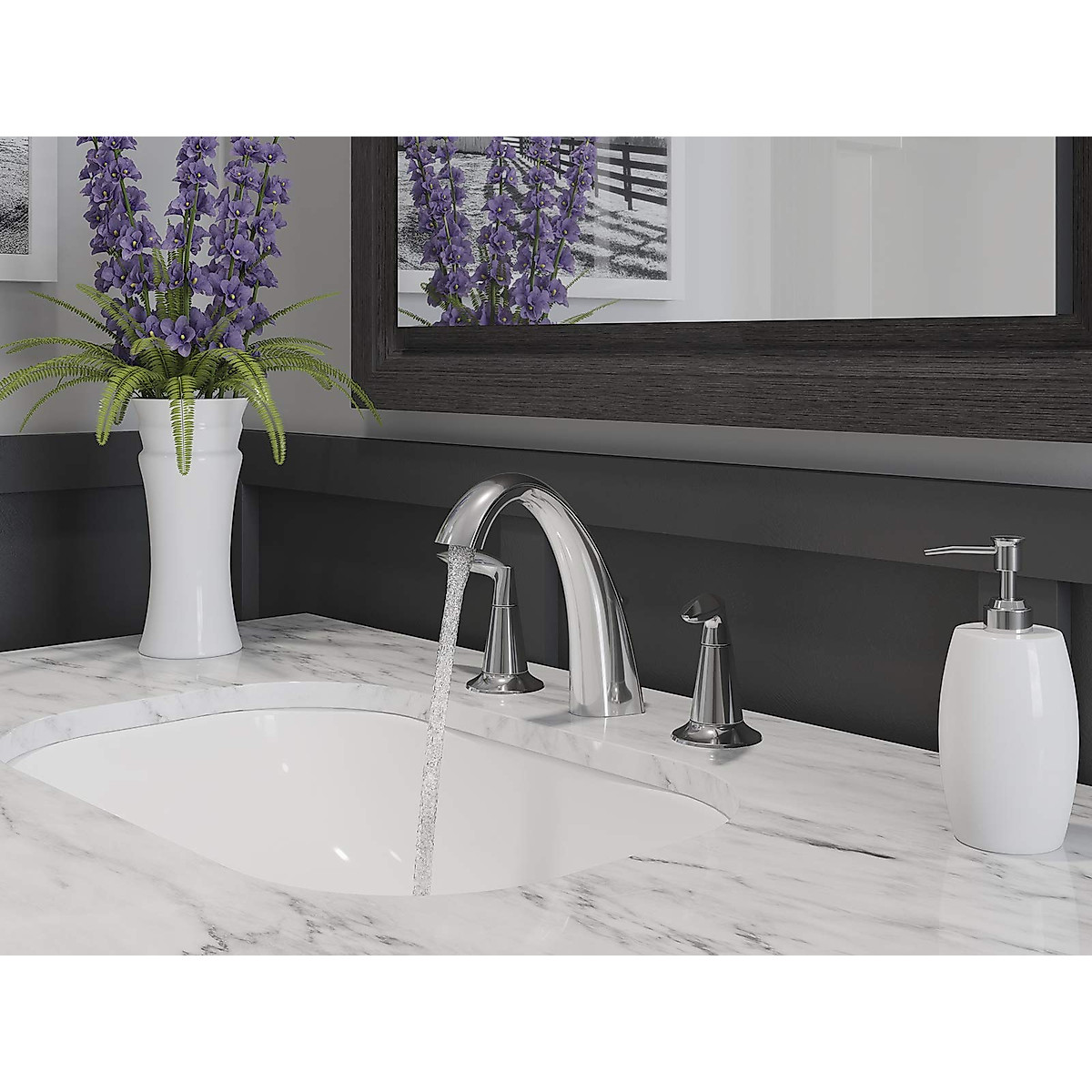 KOHLER K-45102-4-CP Alteo 2-Handle Widespread Bathroom Faucet with Metal Drain Assembly in Polished Chrome