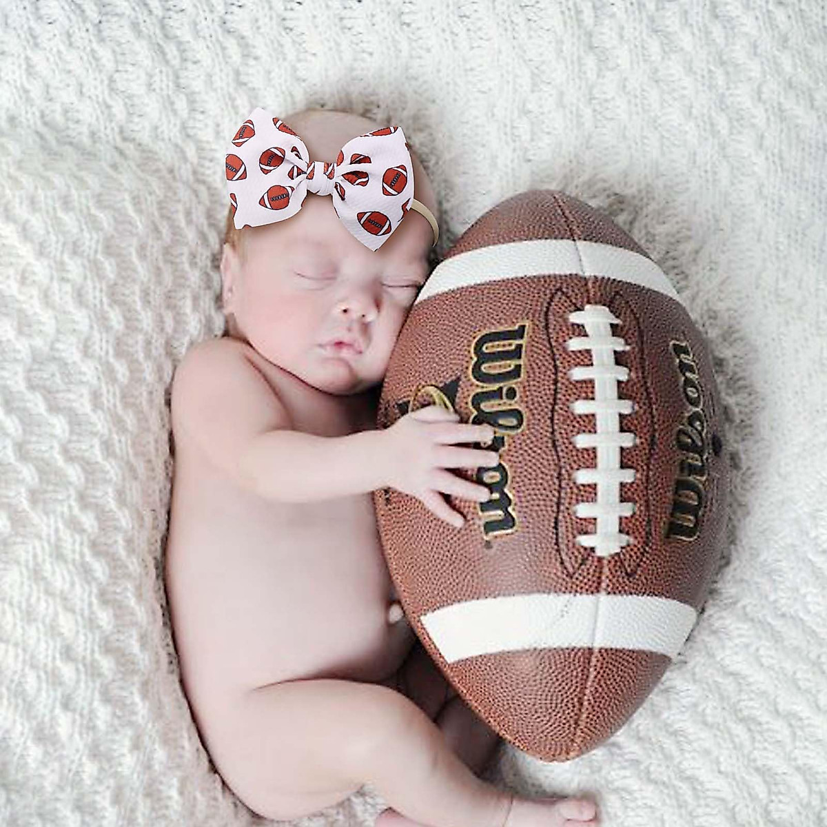 YanJie 3Pcs 4.5" Nylon Hairband for Baby Girls Newborn - Leopard Football Camo Printed Hair Accessories