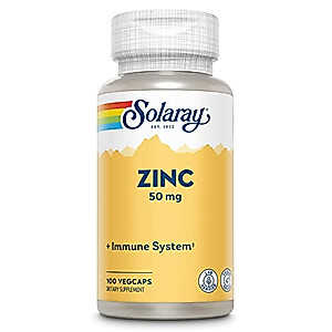 Solaray Zinc 50mg Immune Support Supplement, Bioavailable Chelated Zinc Capsules, Cellular Health and Immune System Formula with Pumpkin Seed, Vegan, 60-Day Money Back Guarantee, 100 Serv, 100 VegCaps