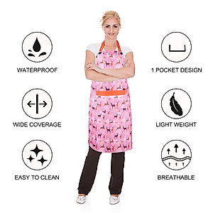 Zihuatailor Lightweight Waterproof Apron for Dog Grooming Bathing, Washing Dishes, Cute Deer Apron for Dog Groomer Bather - A