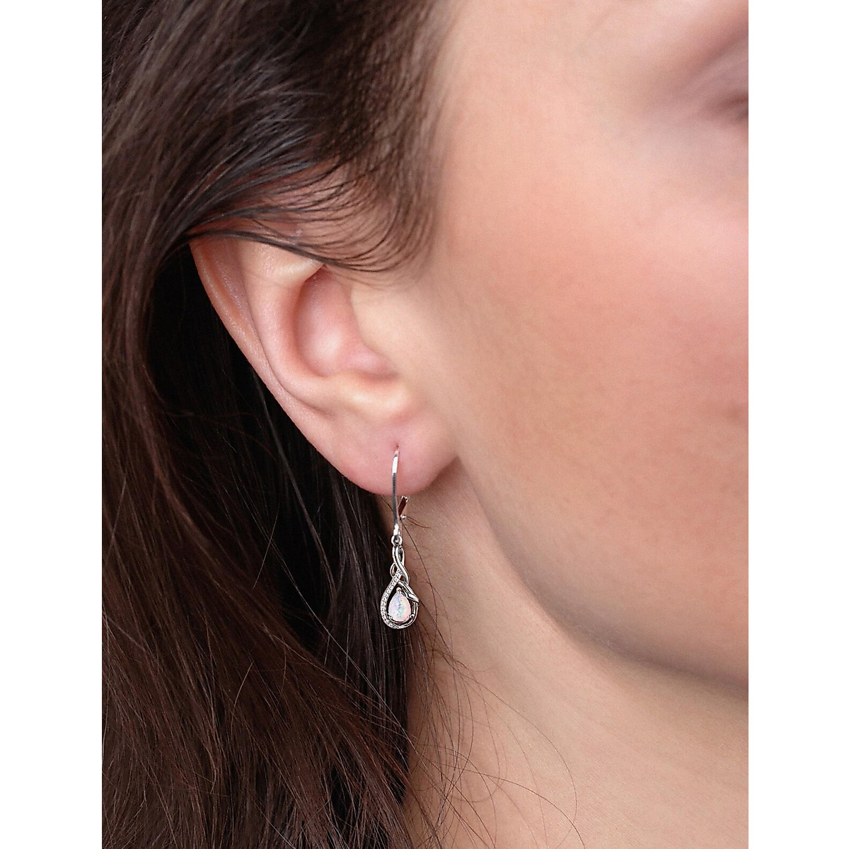Starchenie Infinity Dangle Drop Earrings Sterling Silver Teardrop Leverback Earrings Created Opal Twisted Jewelry
