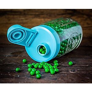 Mason Jar Lids Wide Mouth Plastic 4 pack-USA Made-Flip Cap Screw Top Pour Spout Drink Hole - Leak-proof for Kerr and Ball Canning Jars - Airtight for Drinks to Go and Controlled Pouring - Teal