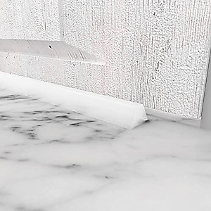 Risunpet 39 Inch Collapsible Shower Water Dam, Shower Threshold Water Dam Shower Barrier, Dry and Wet Separation Door Dam Water Stopper Kitchen Shower Threshold Silicon Water Blocker(Mini Trapezoid)