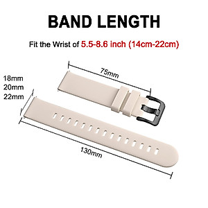 BISONSTRAP Silicone Watch Bands, Slim Watch Straps with Quick Release, 20mm, Ivory (Beige) with Black Buckle