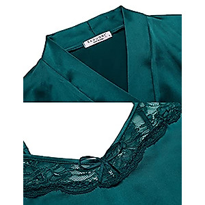 Ekouaer Womens Silk Nightwear Lingerie Nightgown Lace Pajamas Set with Robe Satin Cami Nightdress