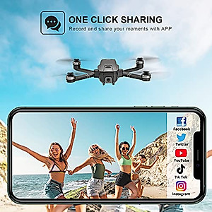 Holy Stone HS720 Foldable GPS Drone with 4K UHD Camera for Adults, Quadcopter with Brushless Motor, Auto Return Home, Follow Me, 52 Minutes Flight Time, Long Control Range, Includes Carrying Bag