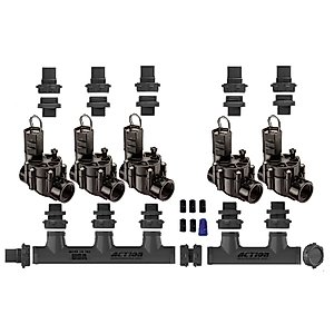 Rain Bird Premium Valve Manifold System 100DV No Flow Control - Heavy Duty Action Machining Parts - 3/4" & 1" Slip (5 Zone)