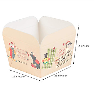 TOYANDONA 100pcs Paper Baking Cup Small Square Cake Wrappers Cupcake Liners Desserts Holders Muffin Cases for Weddings Birthdays Baby Shower (Cartoon Circus)