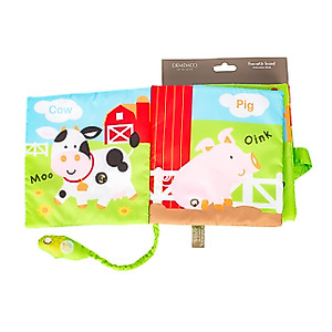 DEMDACO Happy Barnyard Friends Corn Rustic Red Children's Musical Soft Book Toy