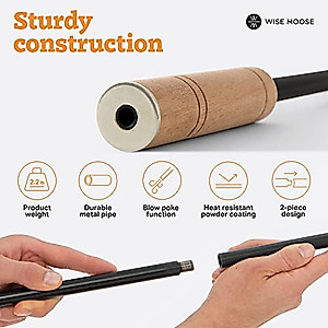 WISE MOOSE 34 Inch Fire Poker for Fire Pit Outdoor - Blow Poke, Fireplace Poker with Wooden Handle - Campfire Poker, Fire Pit Poker, Fire Poker for Fire Pit with Wooden Handle,