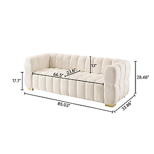 VANOMi Sofa Couch for Living Room, Modern Futon 3-Seat Sofa Upholstered Sofa Couch with Metal Leg for Bedroom Apartment Small Space