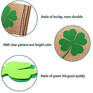 XIMISHOP St Patrick's Day Decorations, St.Patrick's Day Banner, Irish Felt Shamrock Clover Garland Burlap Banners，Irish Party Supplies - Green and Light Green Color