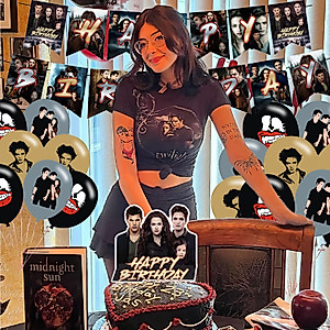 The Twilight Saga Party Decorations,Birthday Party Supplies for The Twilight Saga Party Supplies Includes Banner - Cake Topper - 12 Cupcake Toppers - 18 Balloons
