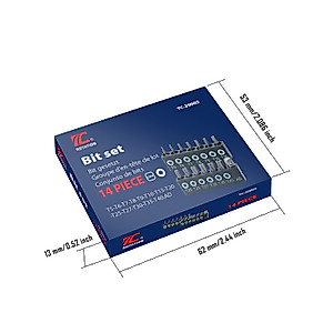 ROTATION 14-Piece Tamper Resistant Star Bits, Chrome Vanadium Steel, T5 - T40 Impact Grade Security Torx Bit Set, 1/4-inch Hex Shank