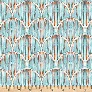 Art Gallery Fabrics Art Gallery Indigo and Aster Courbe Ikat Sky Fabric, Blue