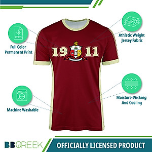 BBGreek Kappa Alpha Psi Fraternity Paraphernalia - Crew Neck T-Shirt - Official Vendor - 1911 Crest - Medium
