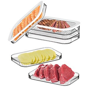 Deli Meat Container for Fridge,Lunch Meat Container for Refrigerator,Lunch Meat Cheese Container for Refrigerator,Stackable Food Storage Boxes With Lid Cold Cuts ,Salami,Bacon ,BPA Free,18.6oz 3 Pack