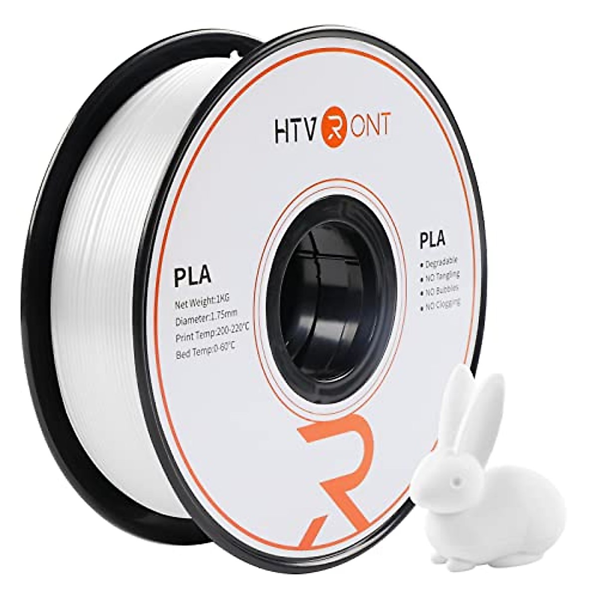 HTVRONT PLA 3D Printer Filament - White PLA Filament 1.75mm, 1KG Spool(2.2lbs), Dimensional Accuracy +/- 0.02mm, No Breaking & Tangling, Clog Free 3D Printing Filament Suitable for Most FDM Printer