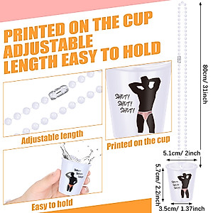 Janmercy 12 Pieces Beaded Shot Glass Necklaces Plastic Shot Necklace Cups Naughty Shot Glass Favors Bridal Party Decorations for Bridal Shower Wedding Party Supplies (Rose Gold)