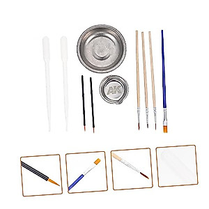 1 Set Figure Coloring Tool Miniature Paints Tools Watercolor Brush Set Oil Painting Micro Paint Brushes Paint Mixing Cups Painting Brush Figure Supply Figure Accessory