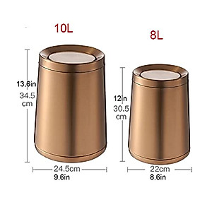 VIORED Wastebasket Stainless Steel Indoor Trash Can Office Paper Basket Flip 10L Trash Can Kitchen Room Home Living Room Bedroom Garbage Can Trash Bin (Size : 1)