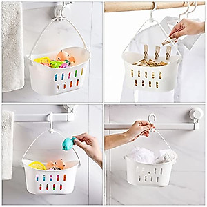 iplusmile Shower Caddy Hanging Hanging Plastic Storage Basket Shower Caddy Basket Laundry Organizer Container Trolley Basket for Organizing Bathroom Kitchen Dorm Room Shower Caddy Portable