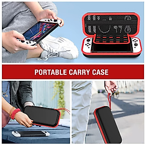 Switch Case, Switch Carrying Case Compatible with Nintendo Switch & Switch OLED Console, Portable Hard Shell Travel Storage Switch Carrying Case for Switch Accessories & Games, Switch Game Case Green