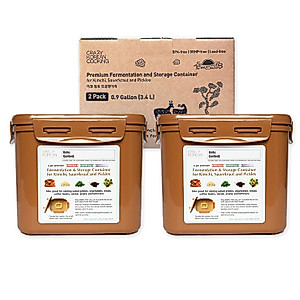 Authentic Crazy Korean Cooking Kimchi Container 0.9 Gal (3.4L) 2 PACK