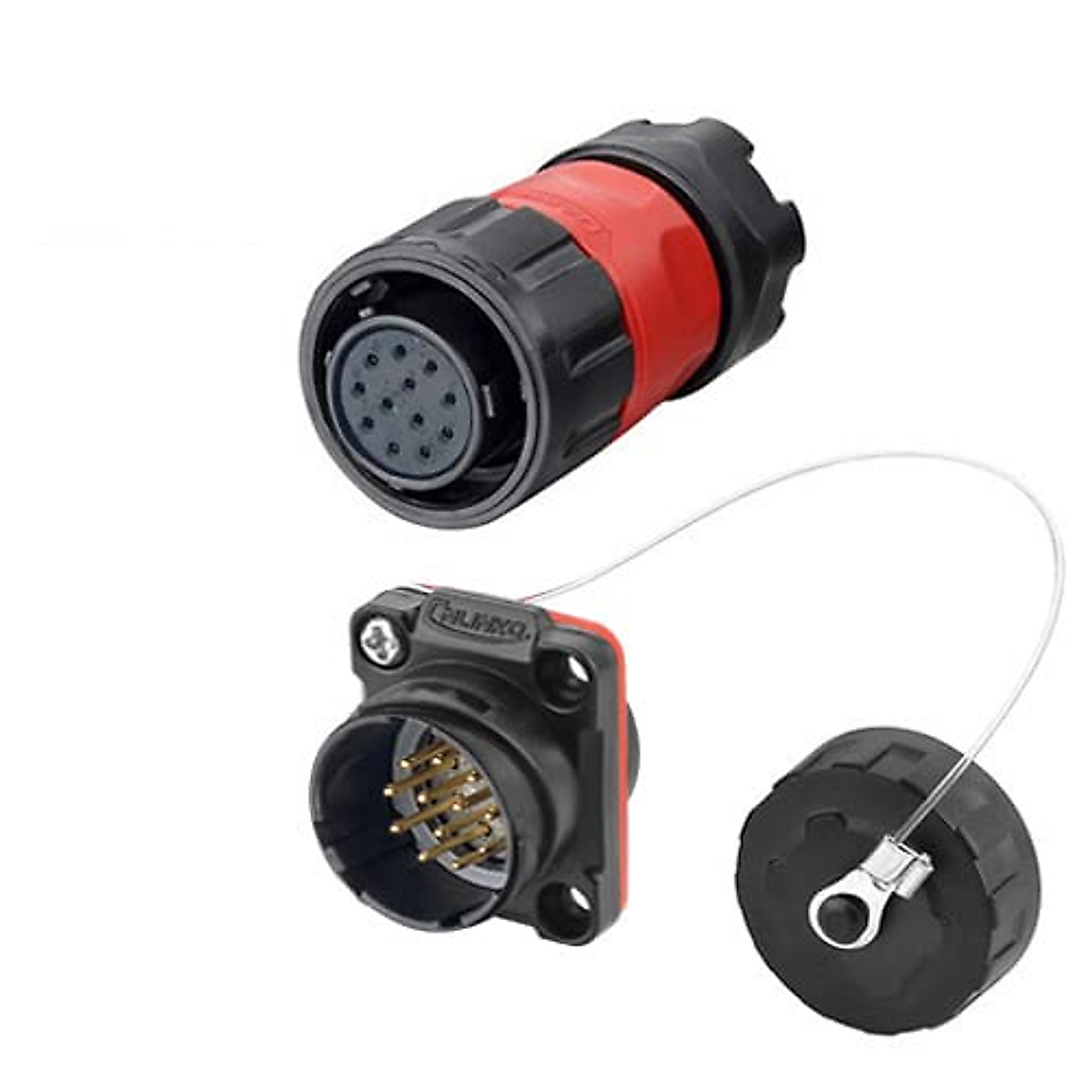 CNLINKO 12 Pin Power Industrial Circular Connector, Female Plug & Male Panel Mount Receptacles Socket Jack, Outdoor Waterproof IP67, AC DC