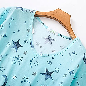 Women Short Sleeve Pajama Set Tops with Capri Pants Cartoon Print Sleep Shirt Two Piece Sleepwear Pj Set Green Star 2XL